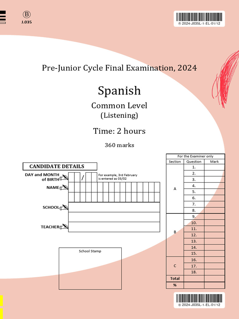 2024 JC Spanish - Option B (Listening) | PDF | Tests