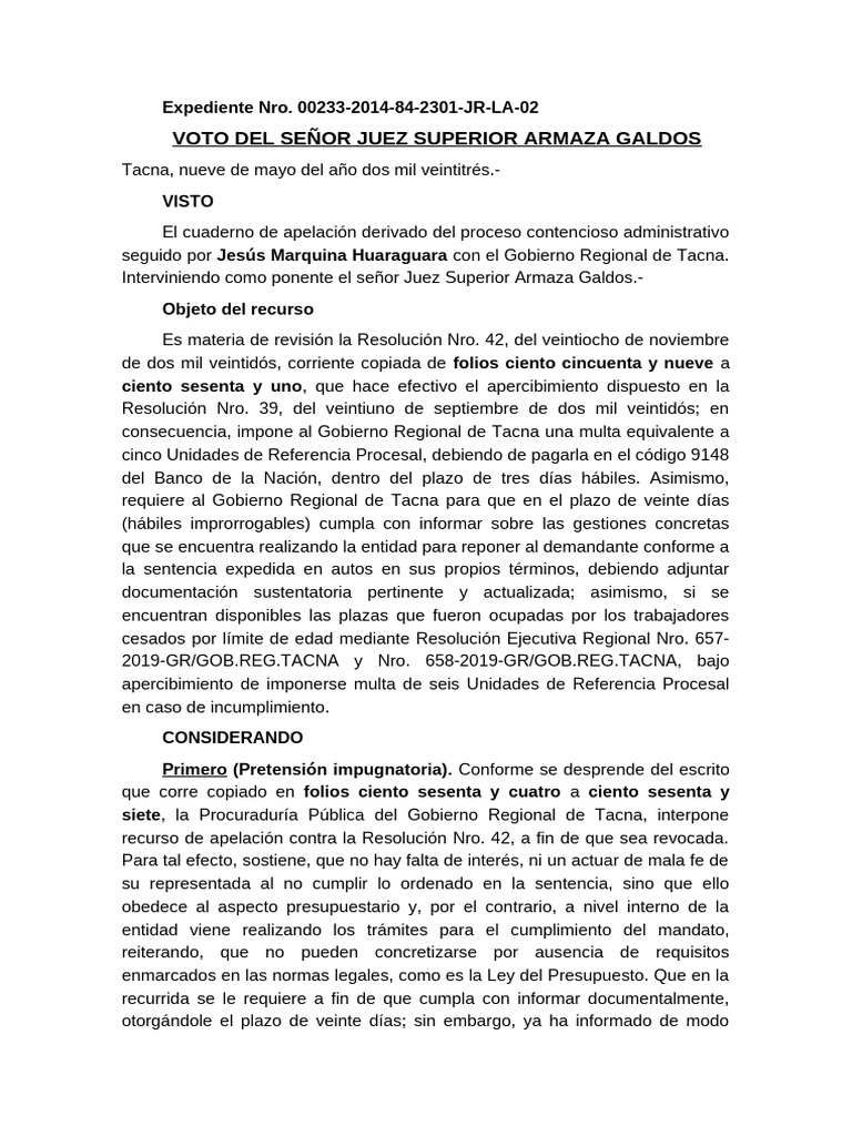 Expediente 0233-2014-84 (Cuaderno Hace Efectivo Apercibimiento de Multa ...