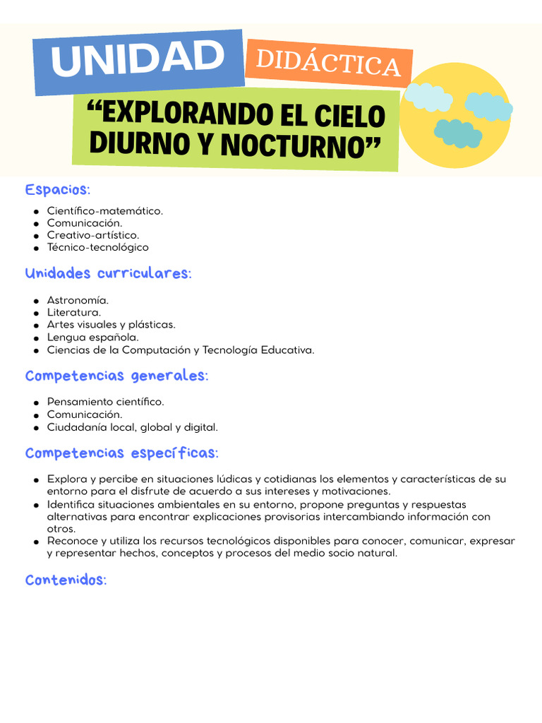 Explorando el Cielo Diurno y Nocturno | PDF | Cielo | Dibujo
