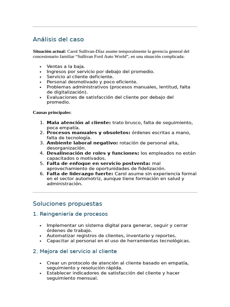Estrategias para Revitalizar Sullivan Ford | PDF | Servicio al Cliente ...