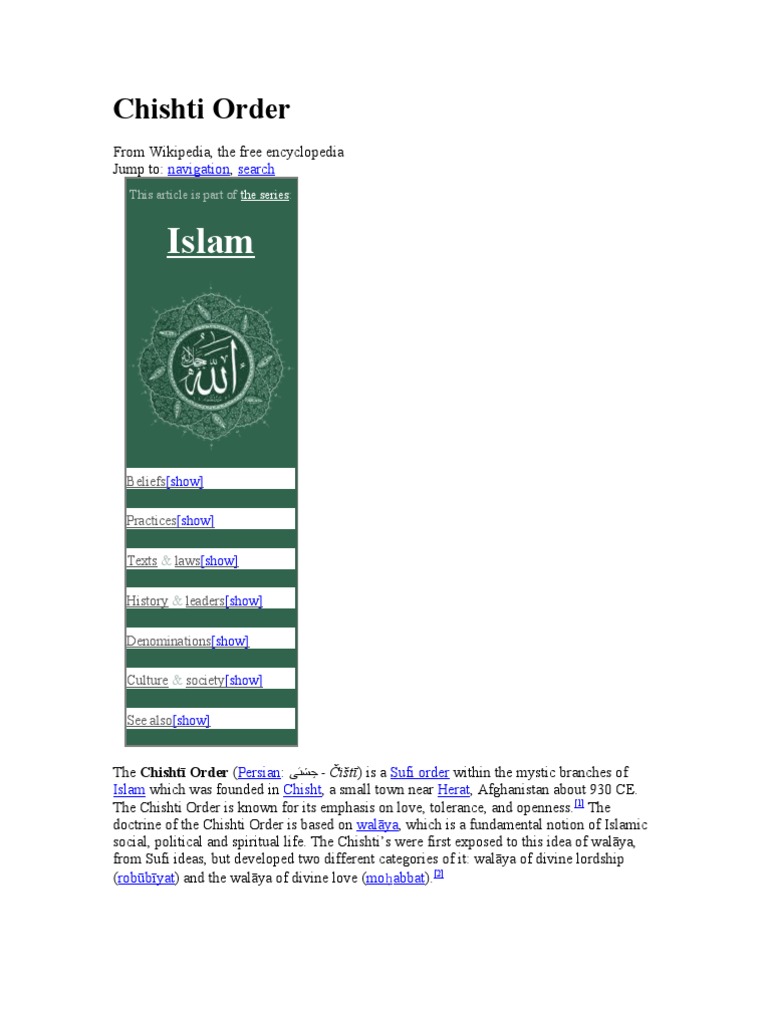 Overview of the Chishti Order | PDF | Abrahamic Religions | Persian ...
