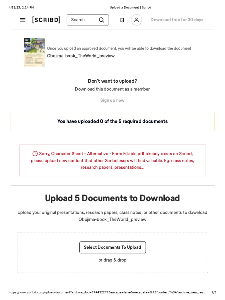 Upload A Document - Scribd | PDF | Scribd | World Wide Web