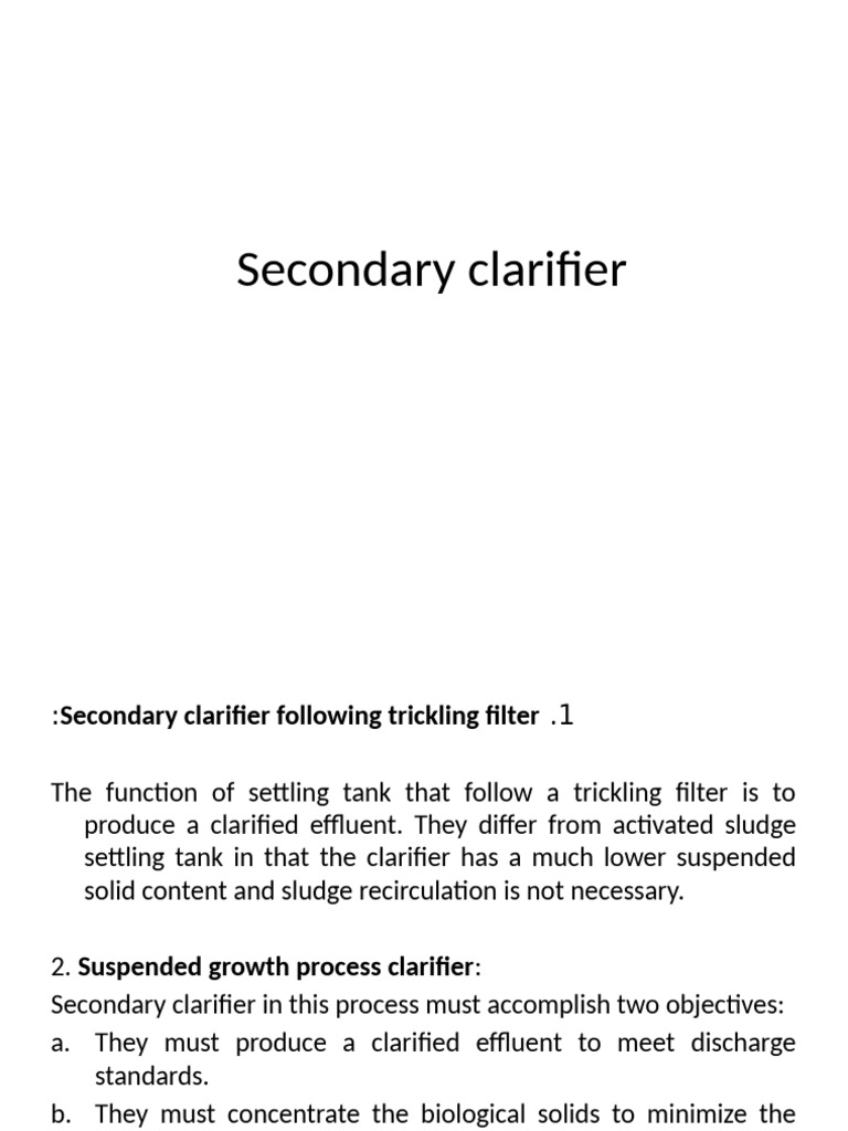 Secondary Clarifier Design Analysis | PDF | Process Engineering ...