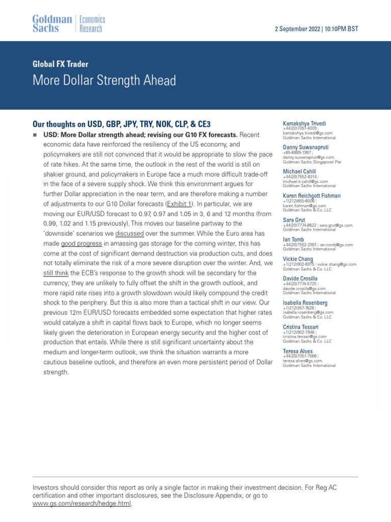 G10 FX Forecasts: Dollar Strength Ahead | PDF | Economies ...