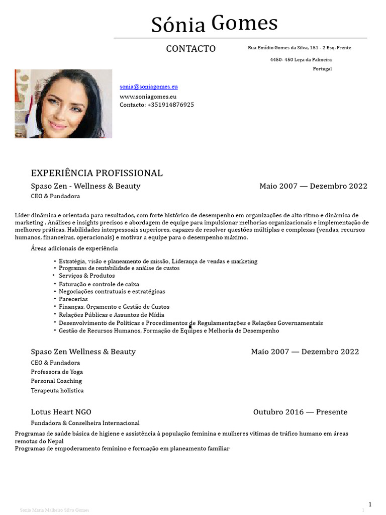 CV Sonia Gomes 2024 - Portugues | PDF | Business | Economias