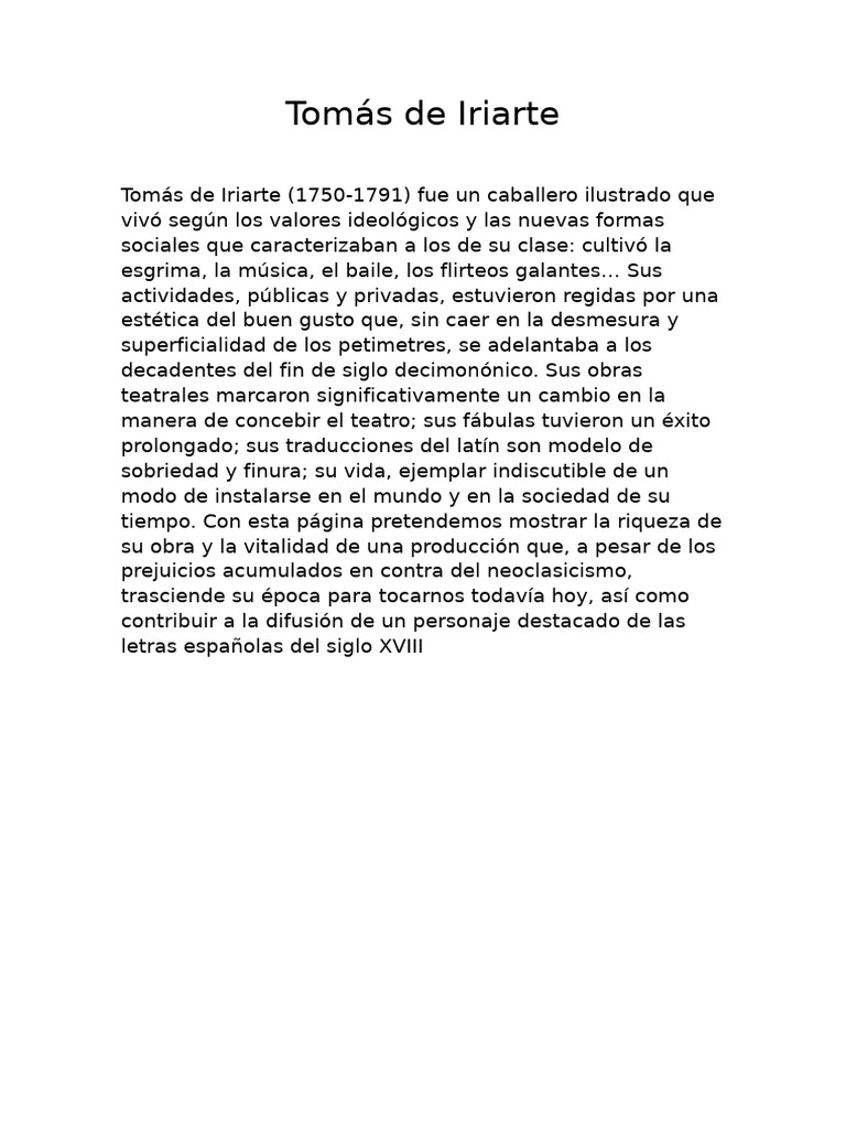 biografía de tomas de iriarte | PDF