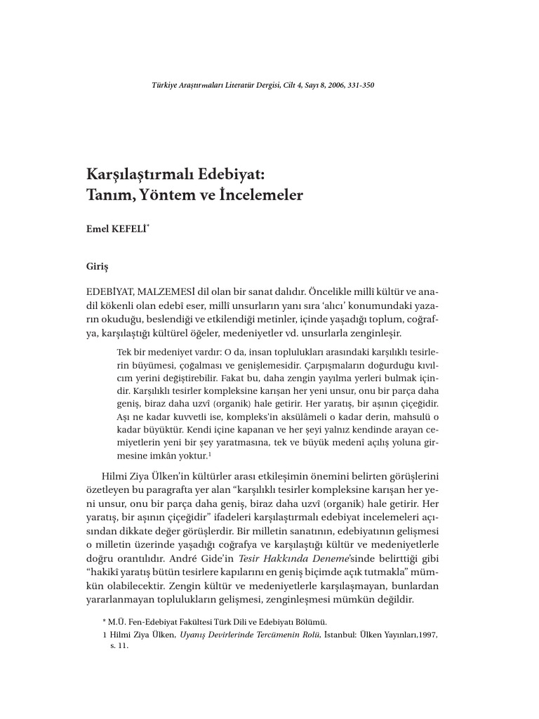 Karsilastirmali Edebiyat Tanim Yontem | PDF