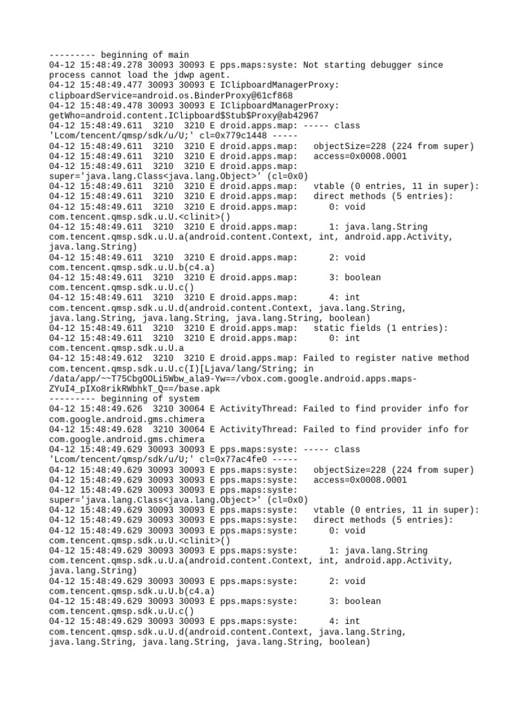 Vbox.com.Google.android.apps.Maps Logcat | PDF | Java (Programming Language) | Computing