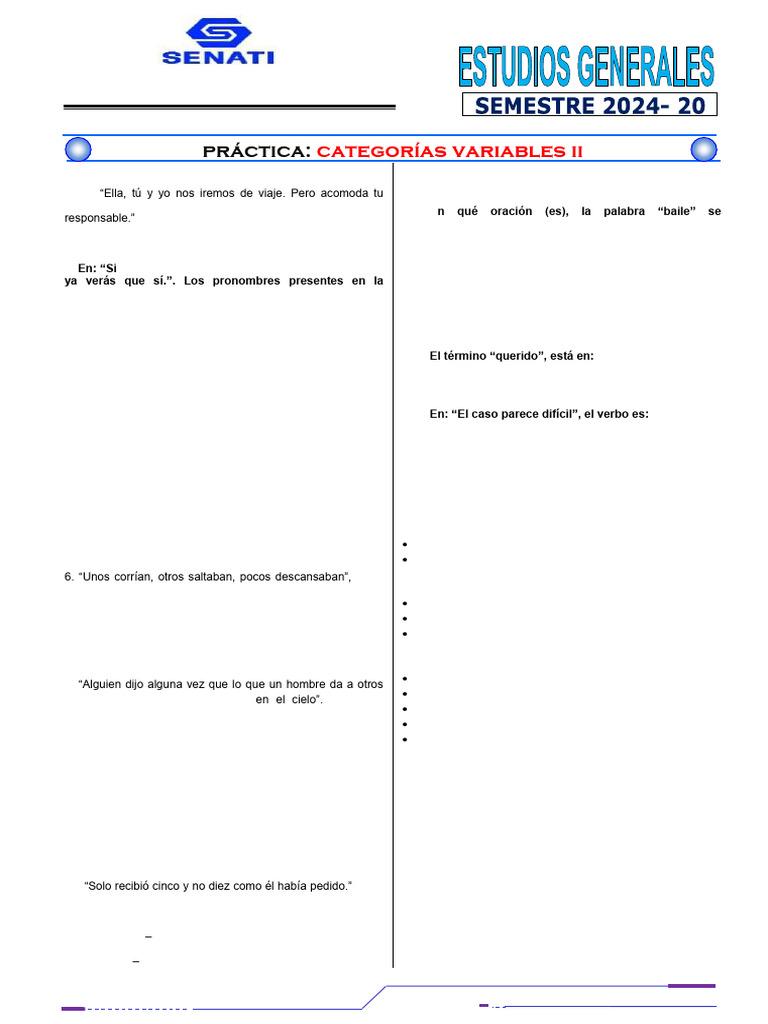 PRONOMBRE Y VERBO 202420 | PDF | Verbo | Pronombre
