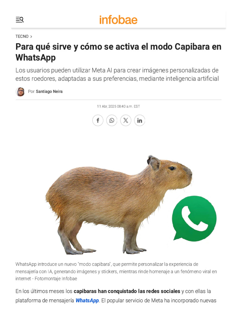 Activa el modo Capibara en WhatsApp | PDF | Inteligencia artificial ...