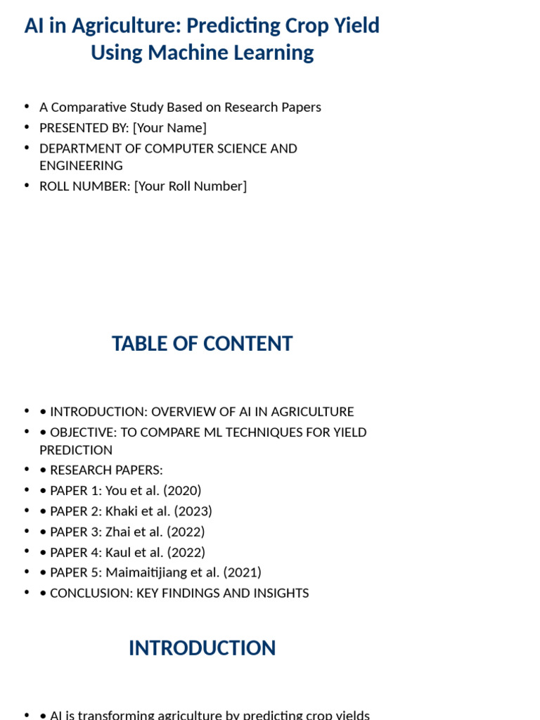 AI in Agriculture Simplified Headings | PDF | Machine Learning | Deep ...