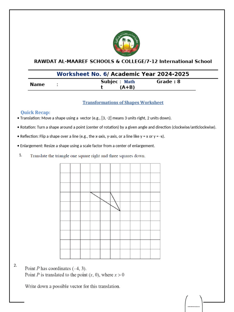 WORKSHEET No.6and7 Grade 8 2nd Term | PDF