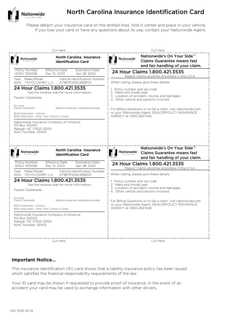 North_Carolina_Identification_Card | PDF | Insurance | Deductible