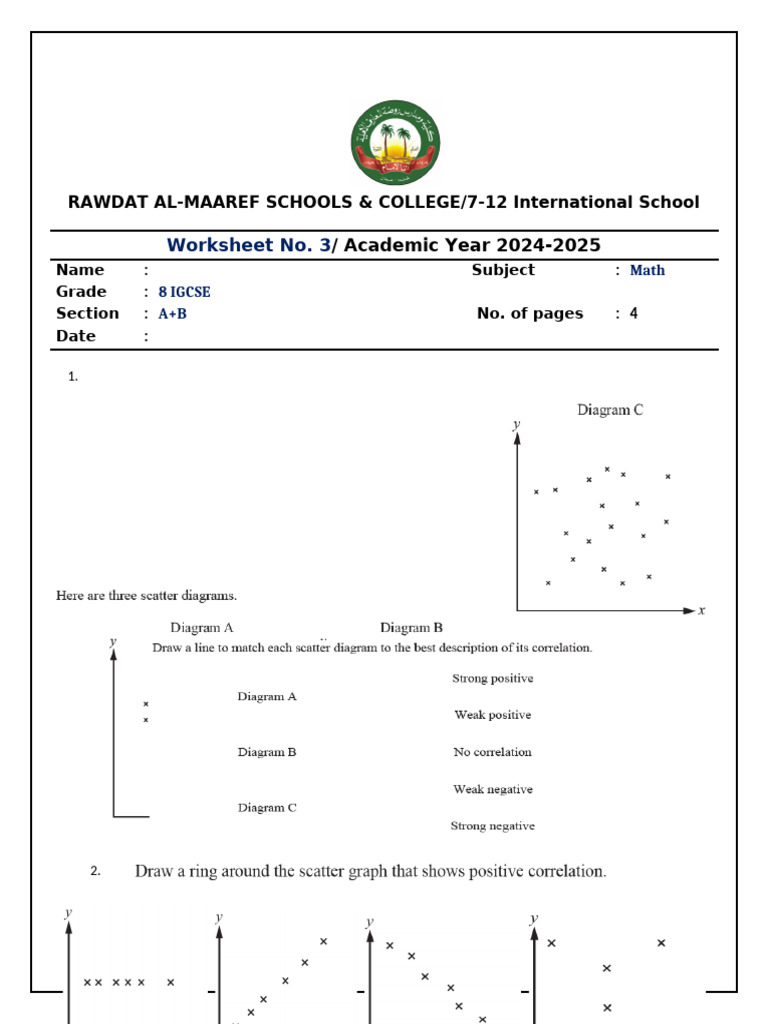 Grade 8 IGCSE Math Worksheet 2024-2025 | PDF