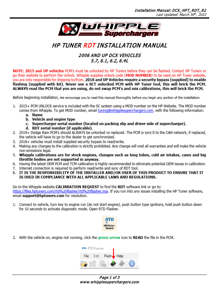 DCX HP Tuner RDT Installation Guide | PDF | Computing | Software