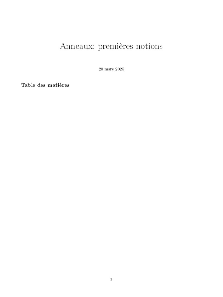 Notions fondamentales sur les anneaux | PDF | Anneau (mathématiques ...