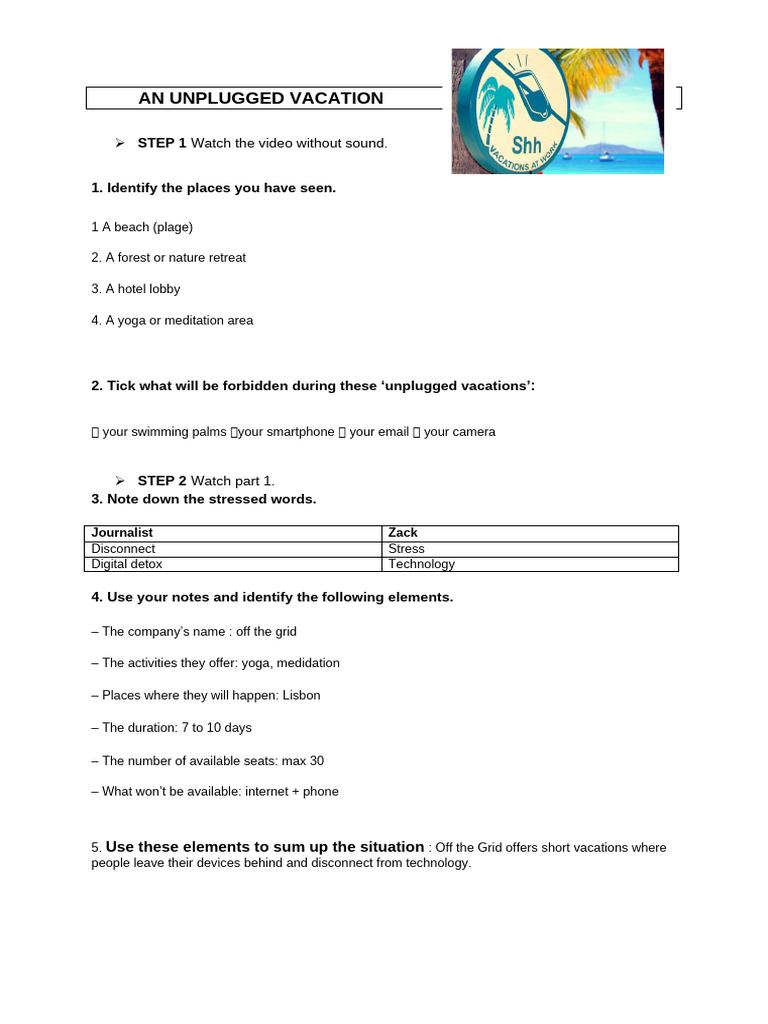 Unplugged Vacation | PDF