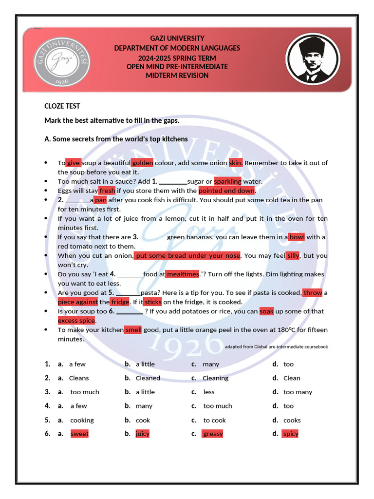 PRE-INTERMEDIATE Midterm Revision | PDF | Deforestation | Wedding