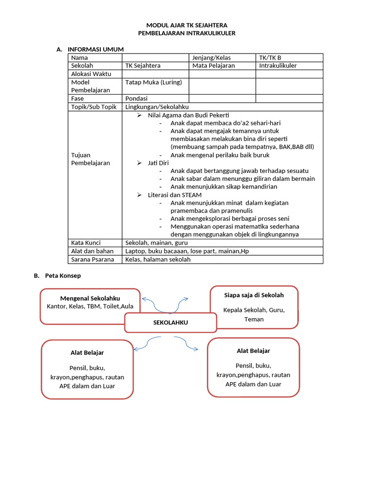Modul Ajar Topik Sekolahku | PDF