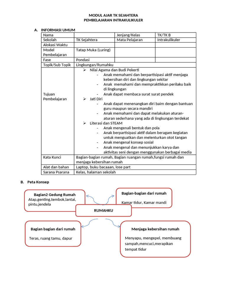 Modul Ajar Topik Rumahku | PDF