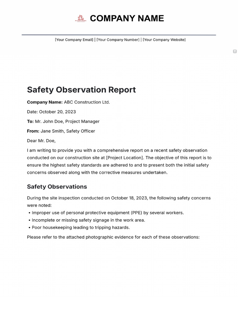 Construction Observation Letter | PDF