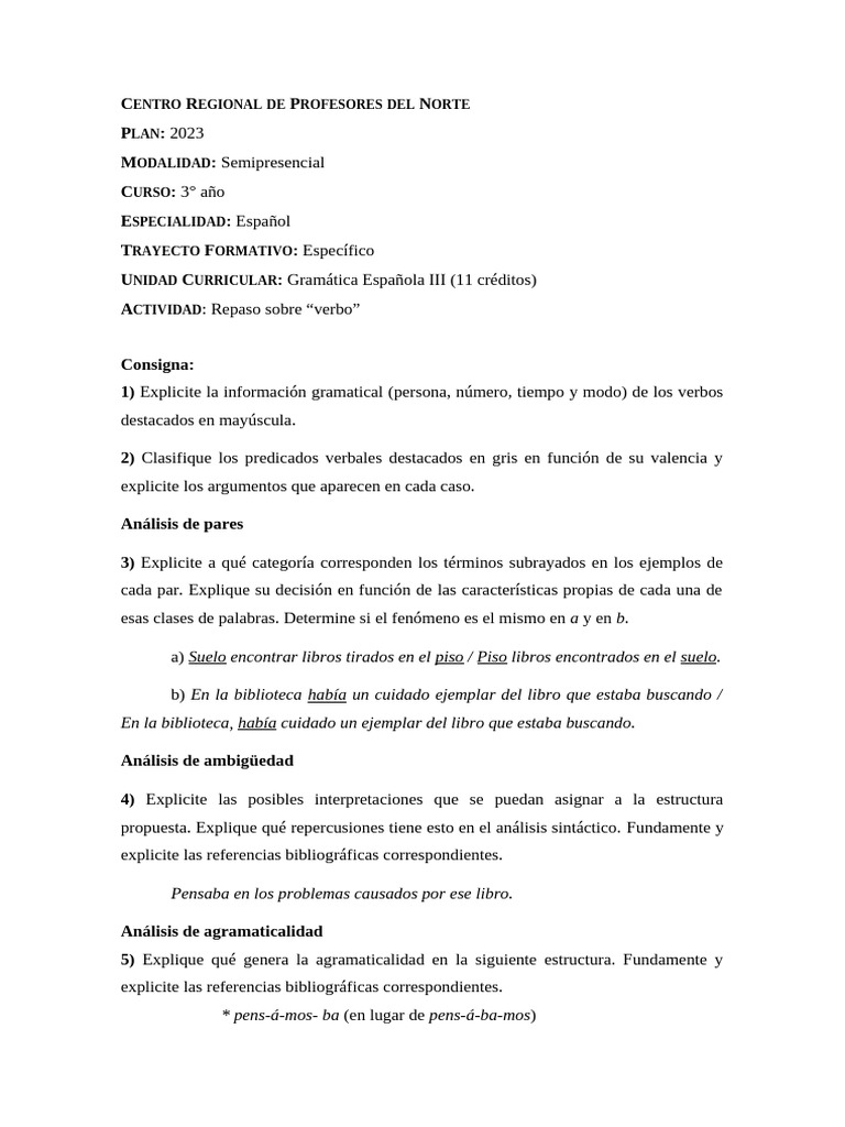 Repaso Gramatica Espanola III Generalidades Del Verbo | PDF | Verbo ...