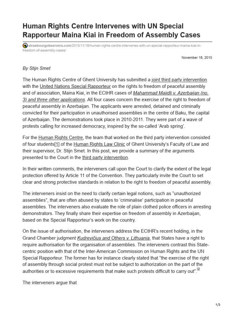 Human Rights Centre Intervenes With UN Special Rapporteur Maina Kiai in ...