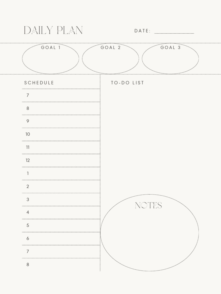 Black and Beige Minimalist Elegant Daily Planner | PDF