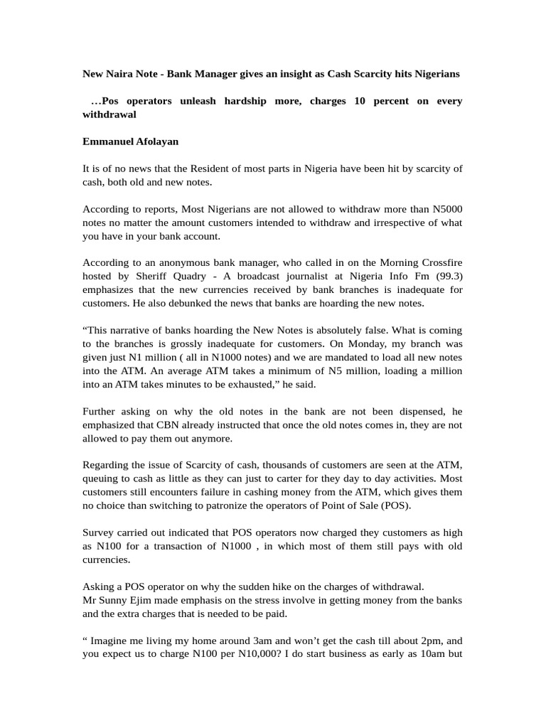 New Naira Note Scarcity | PDF