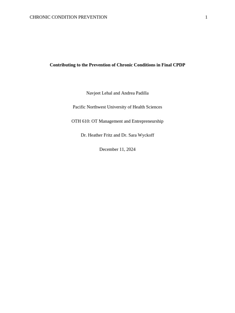 Chronic Condition Prevention Program Plan | PDF | Preventive Healthcare ...