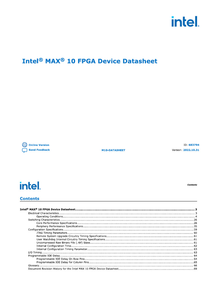 Intel® - MAX® - 10 FPGA - Device - Datasheet | PDF