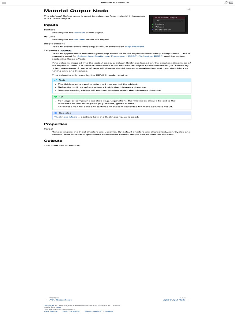 Material Output Node | PDF