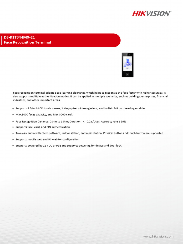 DS-K1T344MX-E1 Datasheet 20250108 | PDF | Display Resolution | Electronics
