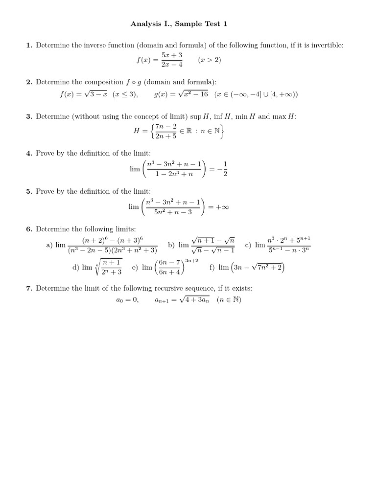 Inverse Functions and Limits Analysis | PDF
