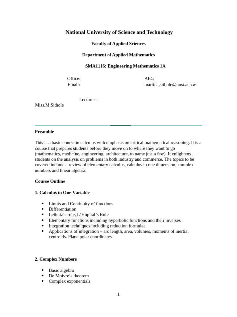 Engineering Mathematics Course Overview | PDF