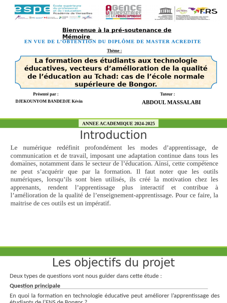 Présentation Pré Soutenance | PDF | Apprentissage | Pédagogie