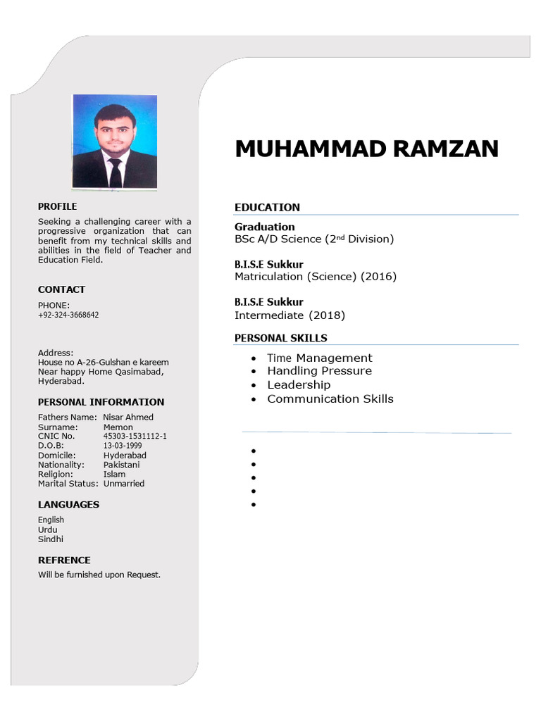 M - Ramzan Resume | PDF
