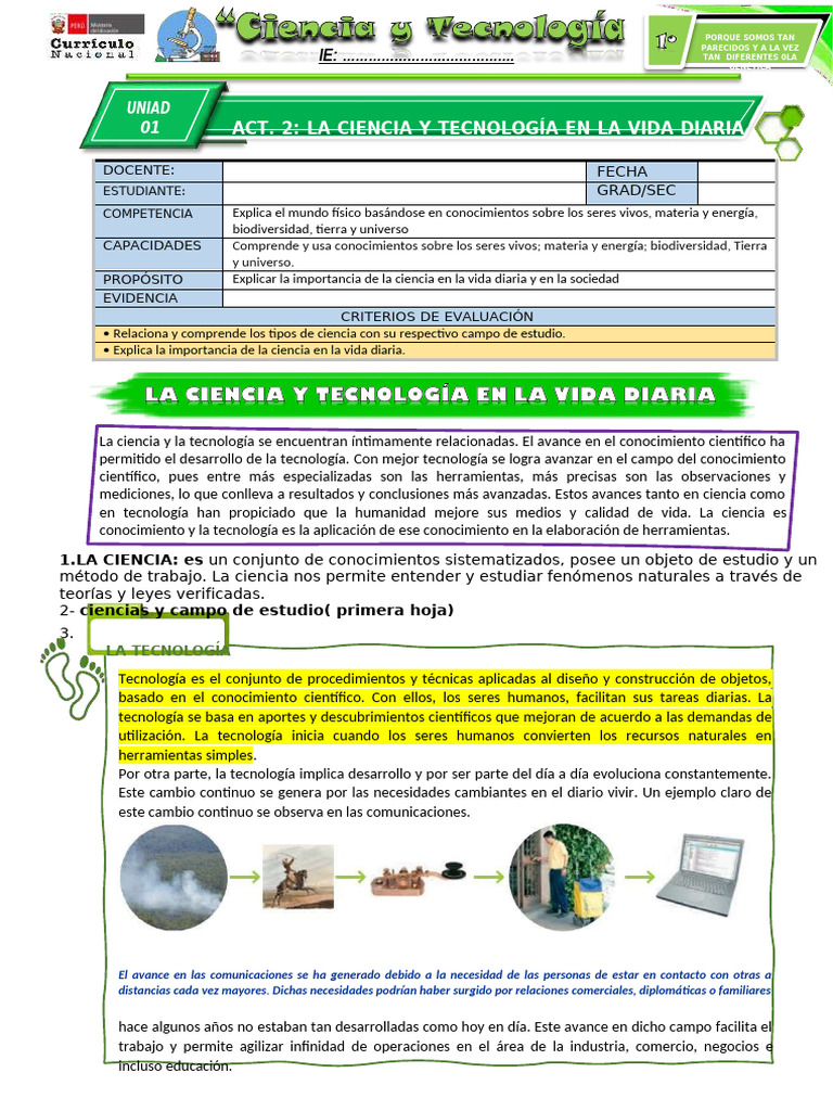 Ciencia y Tecnología en la Vida Diaria | PDF | Science | Teoría