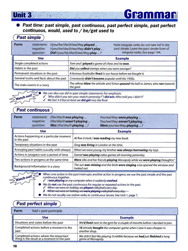 Past Tenses With Used To and Would | PDF