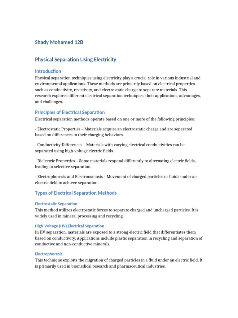Physical_Separation_Using_Electricity | PDF | Materials | Applied And ...