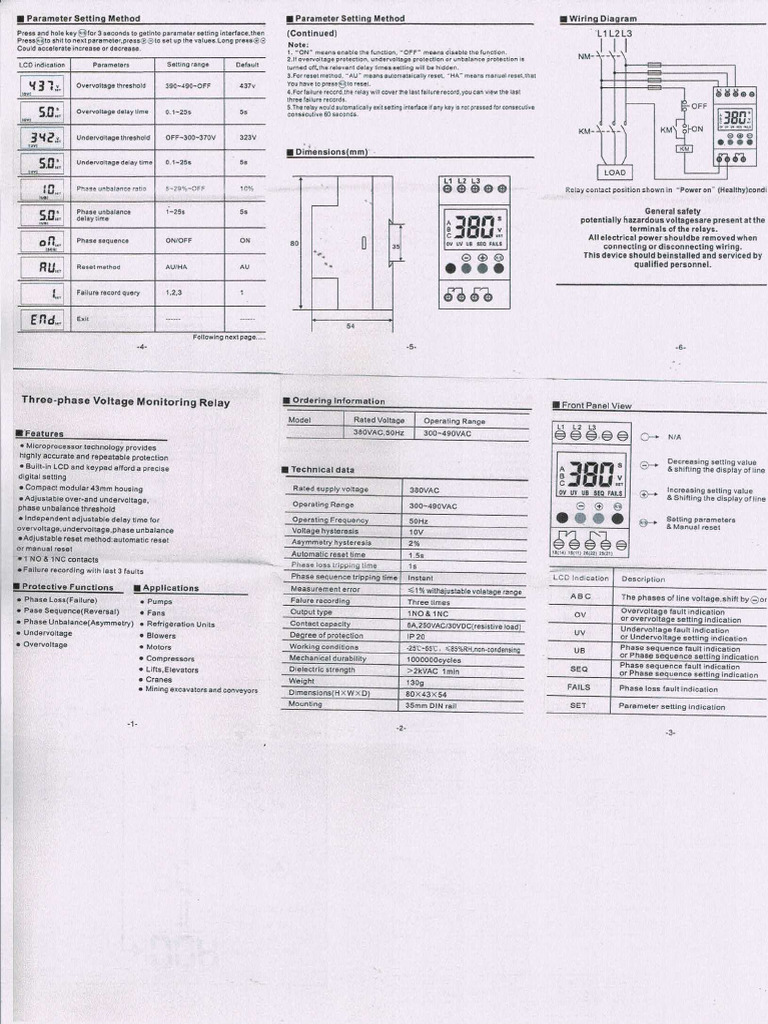 DATASHEET STVP-931 Three-Phase Voltage Monitoring Relay | PDF