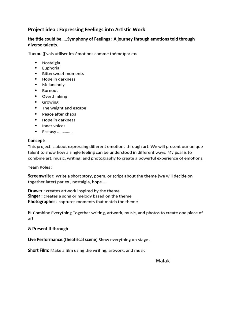Project Idea Expressing Feelings | PDF