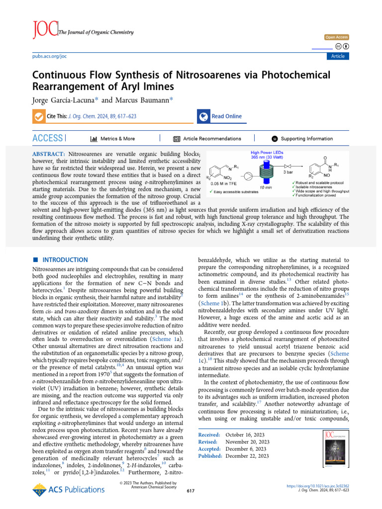 Continuous Flow Synthesis of Nitrosoarenes Via ...