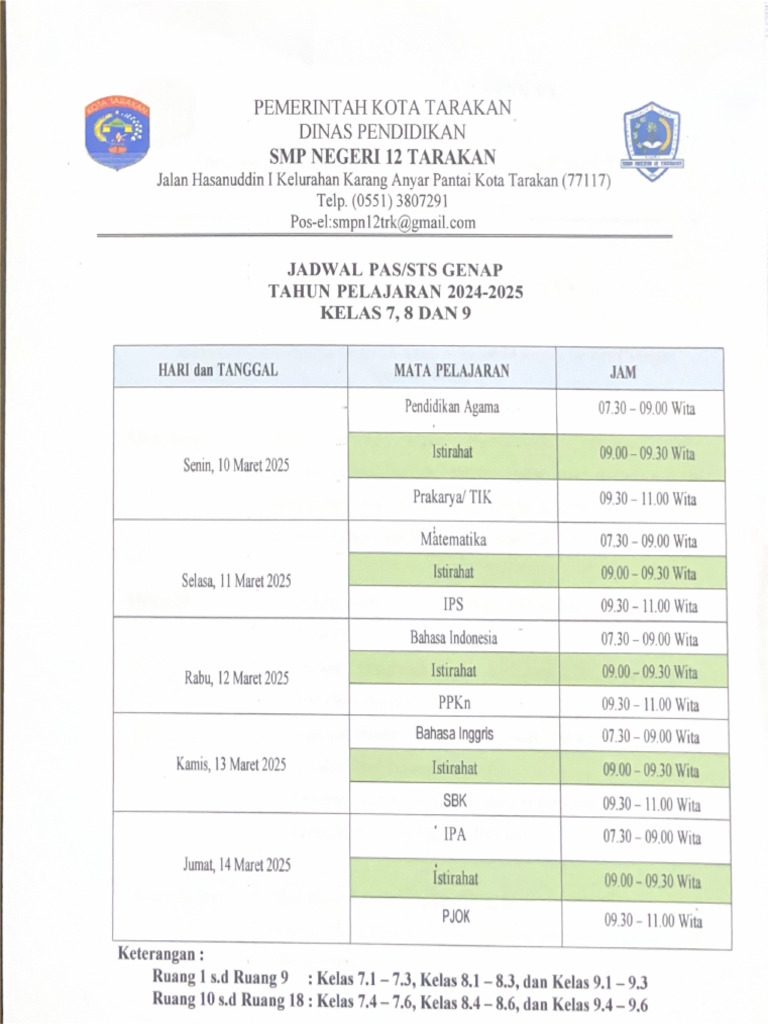 Jadwal Pas-Sts 2025 | PDF