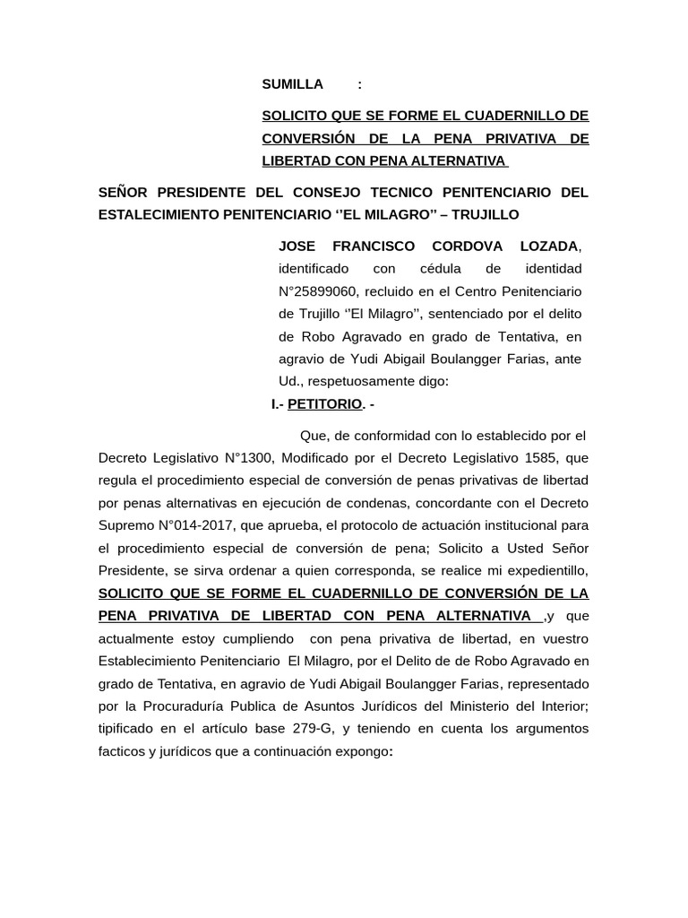 Conversion de La Pena Jose Lozada | PDF | Castigos | Justicia