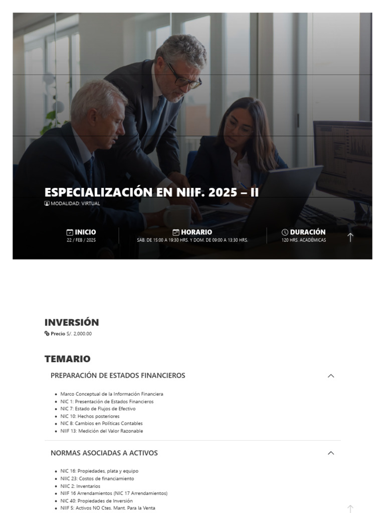 Especialización Virtual en NIIF 2025 | PDF | normas internacionales de ...