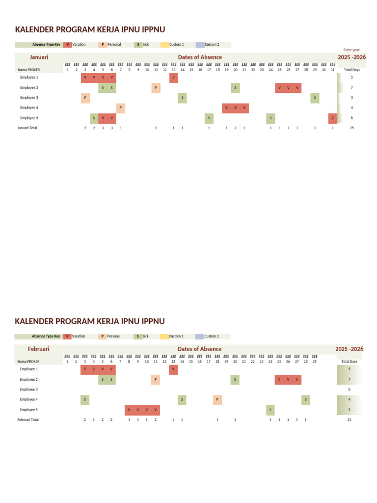 Kalender Program Kerja IPNUIPPNU | PDF | Leave Of Absence