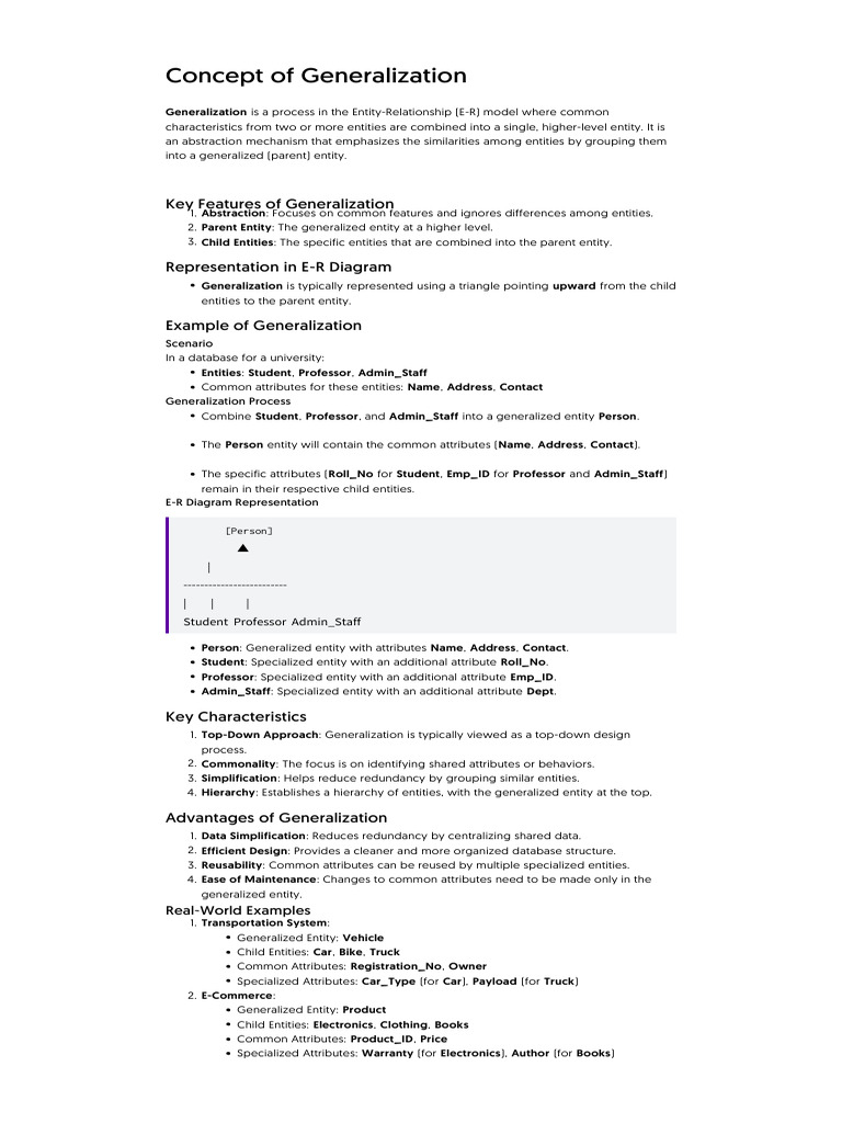 Concept of Generalization | PDF | Information Technology Management ...