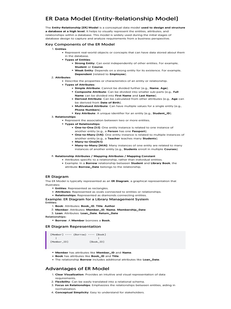 ER Data Model (Entity-Relationship Model) | PDF | Conceptual Model | Data Model