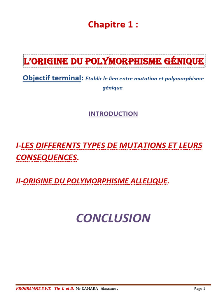 Polymorphisme génétique et mutations | PDF | Méiose | la reproduction